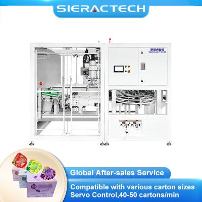 China Automatic Candy Bag Cartoning Machine with Multi-Lane Feeding and Servo-Controlled Cartoning for sale
