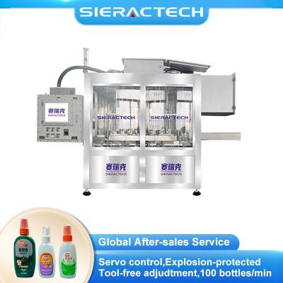 China Explosion-Proof Automatic Irregular Bottle Mosquito Repellent Liquid Filling Machine with Rotary Filling for sale