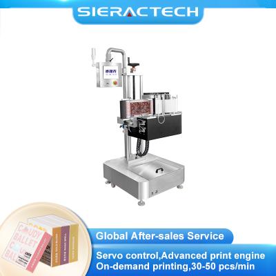 China Automatic Small Square Box Real-Time Print and Labeling Machine with Zebra Print Engine and Servo Print-and-Apply System for sale