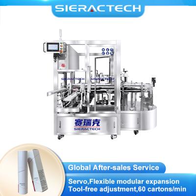 China Automatic Facial Hydrating Spray Vertical Cartoning Machine with High-Speed Rotary Feeding System for sale