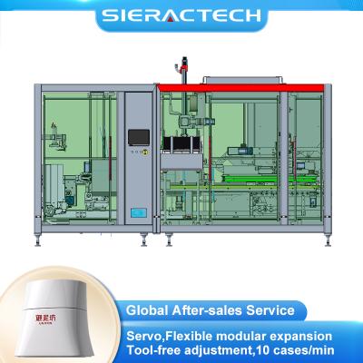 China Automatic Mud Mask Case Packing Machine with Servo Collation and Cosmetic Packaging Automation System for sale