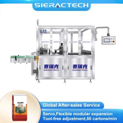 China Automatic Organic Fertilizer Cartoning Machine with Servo Feeding and Agricultural Packaging Automation System for sale