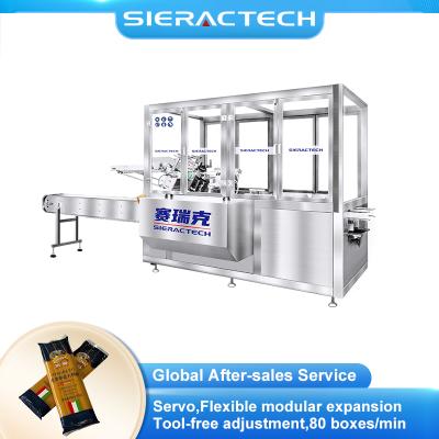 China Automatic Pasta Cartoning Machine with Servo Feeding and High-Speed Food Packaging System for sale