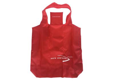 China Red 210T RPET Personalised Fold Up Shopping Bag For Handbag Grocery Shopping for sale
