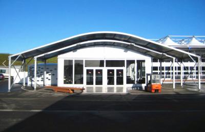 China Outdoor Giant Commercial Curve Shape Roof Shelter Exhibition Curved Tents for sale