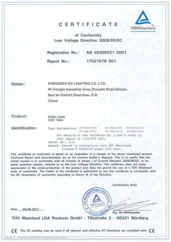 TUV - Shenzhen KD LIGHTING Co.,Ltd