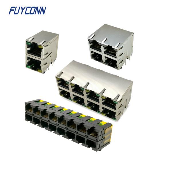 Female Right Angle RJ45 Jack Connector , PCB Double Layer RJ45 Modular Connector
