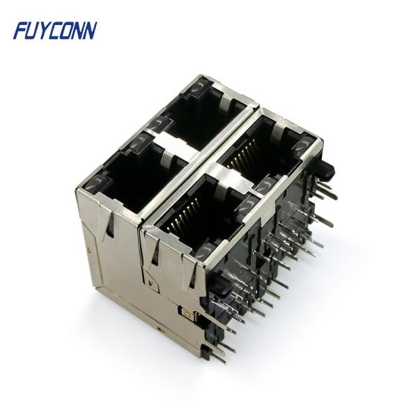 Female Right Angle RJ45 Jack Connector , PCB Double Layer RJ45 Modular Connector