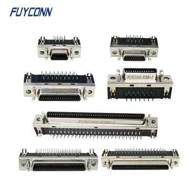 China PCB SCSI 女性コネクタ 1.27mm 右角 14P 20P 26P 36P 50P 68P 100P SCSI コネクタ for sale