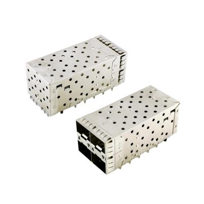 China SFP+ 2x2 Press-Fit Connector 80pin Dual Port with Lightpipe for sale