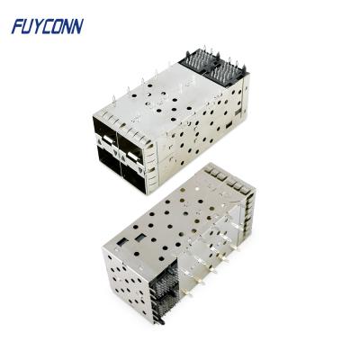 China SFP+ 2x2 Press-Fit Connector 80pin Dual Port with Lightpipe for sale