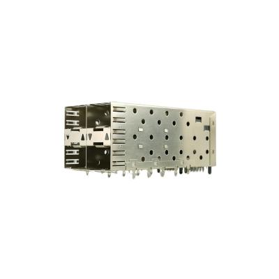 China 2x2 Ports 80Pin Female SFP Connector with Light Pipe for sale