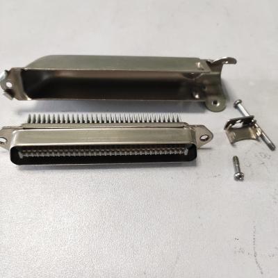 China Amphenol 2.16mm Hoogte 64 schakelaar van de speldidc de Plooiende Stop 32 paren Mannelijk Type met de dekking van het 90 graadmetaal Te koop