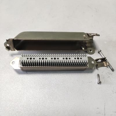 China 64 Pin Amphenol IDC Male Centronics Connector 32pairs Plug Connector with 90 degree metal cover for sale