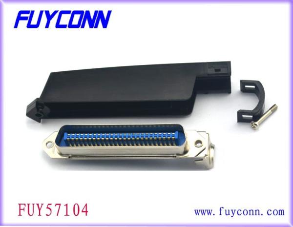 Plug 50 Pin Centronic Champ Solder Pin Connector with 90 Degree Reversed Plastic Cover