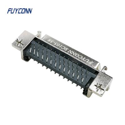 China 90 Degree PCB SCSI Connector 50pin Female Connector W/ Zinc Alloy Shell for sale