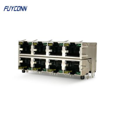 Cina PWB RJ45 Jack Connector di Pin Female dei porti 64 del bronzo fosforoso 2x4 8 in vendita