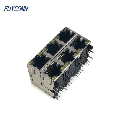 China 2x3 6 Ports Female RJ45 Connector PCB 48 Pin Modular Jack Connector for sale