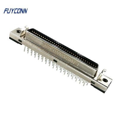 China 68 Pin SCSI Connector PCB Straight Female 1.27mm Pitch MDR Connector for sale