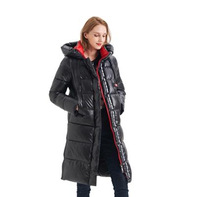China FODARLLOY Wholesale price Winter puffer jacket ladies warm hooded cotton-padded coat slim zipper women Long Down Jacket for sale