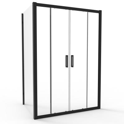 China Stainless Steel, Matte Black Color, Double Sliding Door With Side Panel for sale