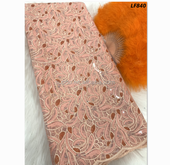 2019 Nigeria Best selling emerald green flowers embroidery sarees african tulle net lace fabric for party dress