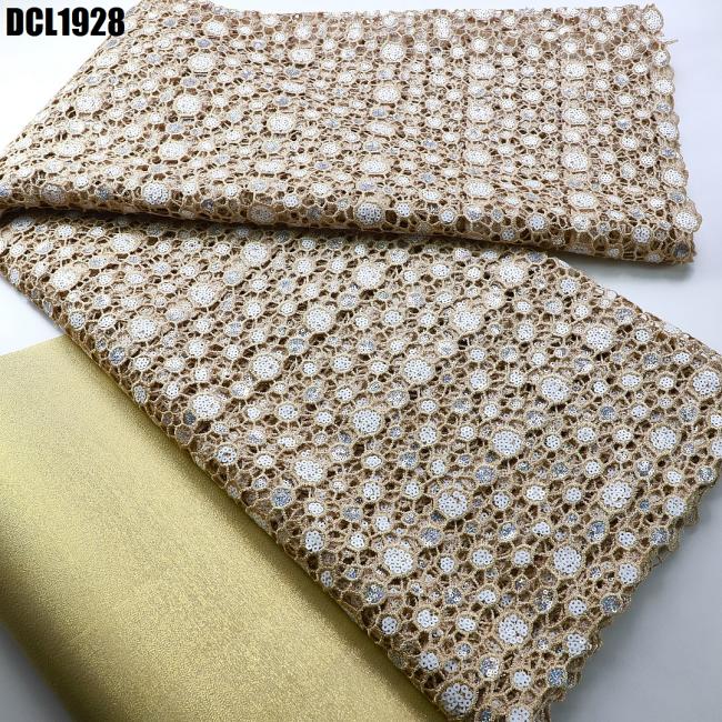 High quality watersoluble embroidery fabric newest big cord lace aso ebi fabric elegant and comfortable for women wedding dress