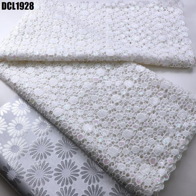 High quality watersoluble embroidery fabric newest big cord lace aso ebi fabric elegant and comfortable for women wedding dress