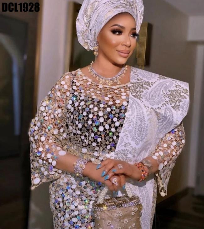 High quality watersoluble embroidery fabric newest big cord lace aso ebi fabric elegant and comfortable for women wedding dress