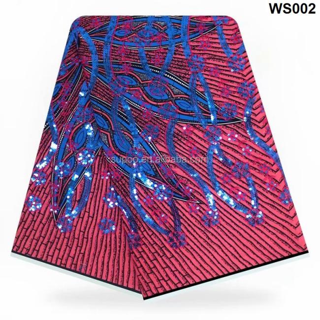 2.23 Ankara Fabric Classical  Textile Material African Wax for Party Prints Fabric with Sequins 50 Voile Fabric Woven