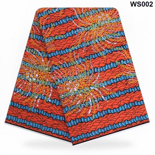 2.23 Ankara Fabric Classical  Textile Material African Wax for Party Prints Fabric with Sequins 50 Voile Fabric Woven
