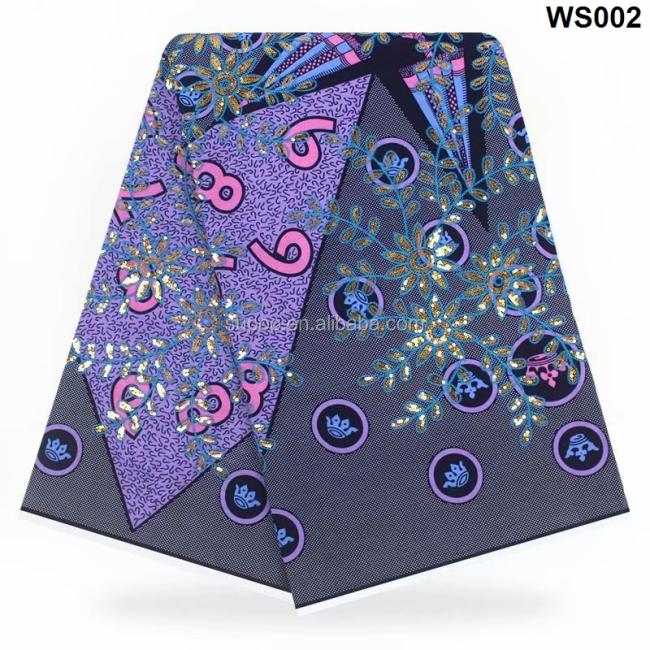 2.23 Ankara Fabric Classical  Textile Material African Wax for Party Prints Fabric with Sequins 50 Voile Fabric Woven