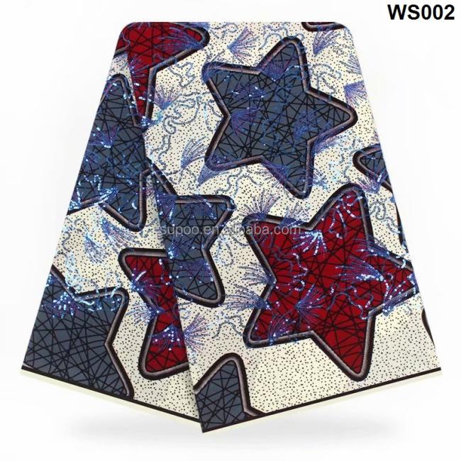 2.23 Ankara Fabric Classical  Textile Material African Wax for Party Prints Fabric with Sequins 50 Voile Fabric Woven