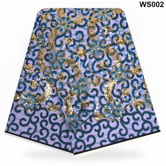 2.23 Ankara Fabric Classical  Textile Material African Wax for Party Prints Fabric with Sequins 50 Voile Fabric Woven