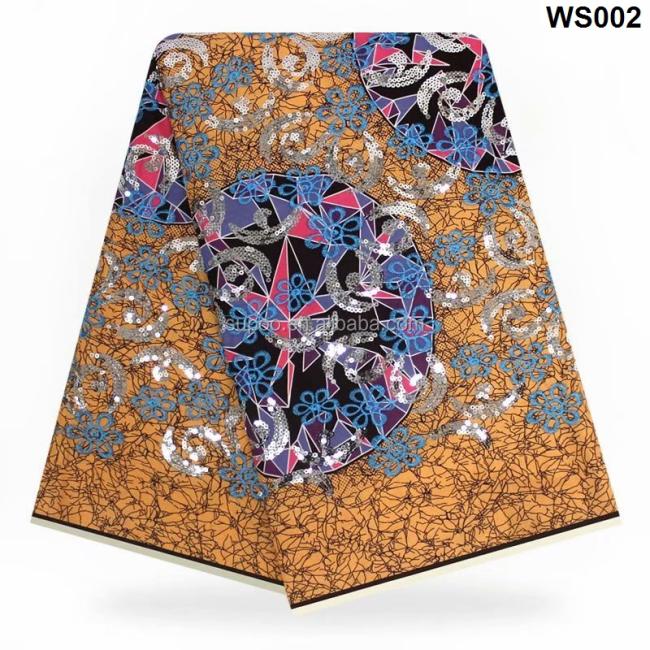 2.23 Ankara Fabric Classical  Textile Material African Wax for Party Prints Fabric with Sequins 50 Voile Fabric Woven