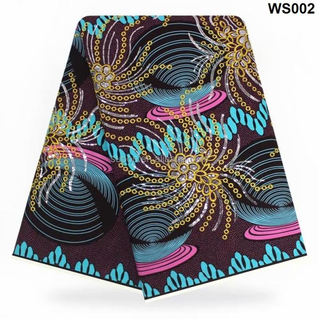 2.23 Ankara Fabric Classical  Textile Material African Wax for Party Prints Fabric with Sequins 50 Voile Fabric Woven