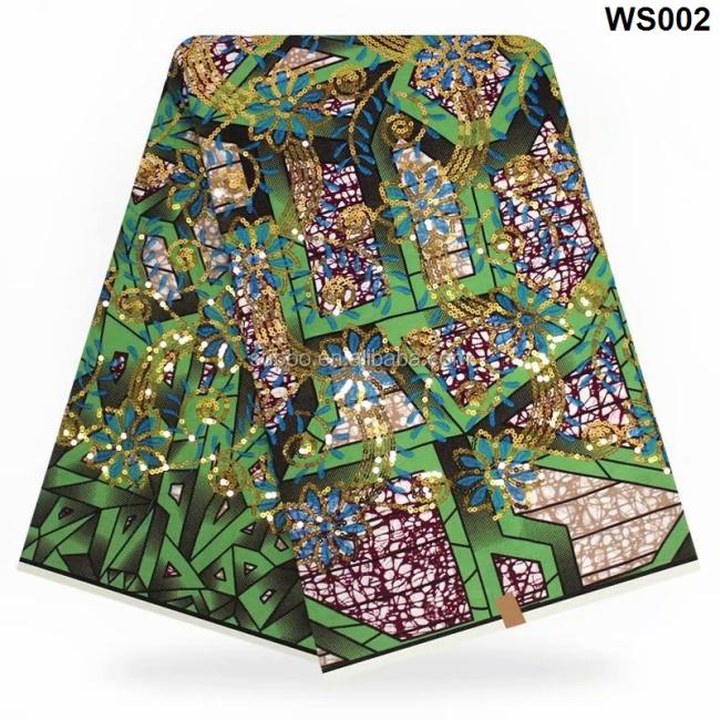 2.23 Ankara Fabric Classical  Textile Material African Wax for Party Prints Fabric with Sequins 50 Voile Fabric Woven