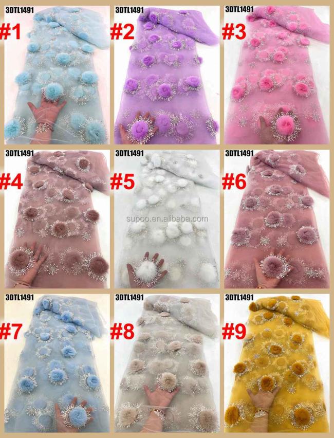 women party dress wholesale net lace fabric dubai Feather 3D Lace Fabric Luxury French Evening Dress Beaded Austria Lace wedding