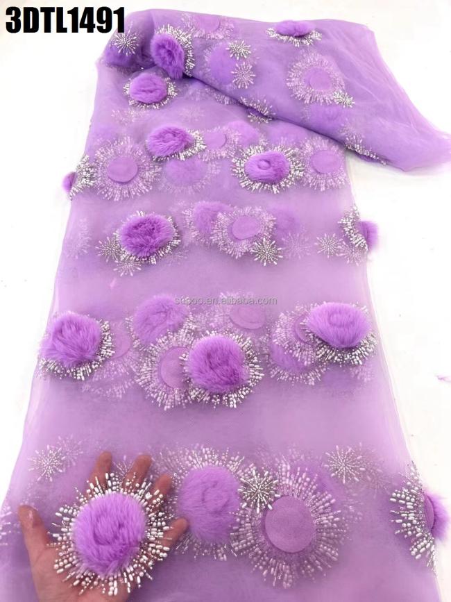 women party dress wholesale net lace fabric dubai Feather 3D Lace Fabric Luxury French Evening Dress Beaded Austria Lace wedding