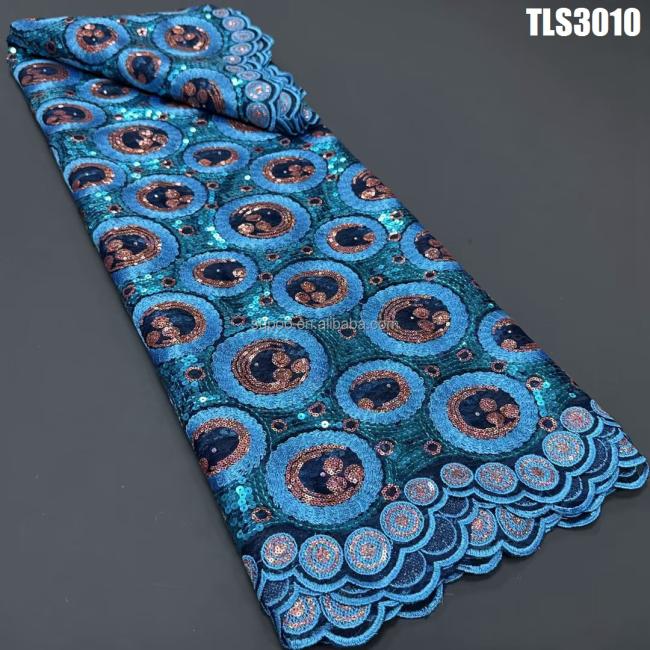 fashion fabrics High Quality Friendly lace with sequins fabric selling for african market ladies dress women dress