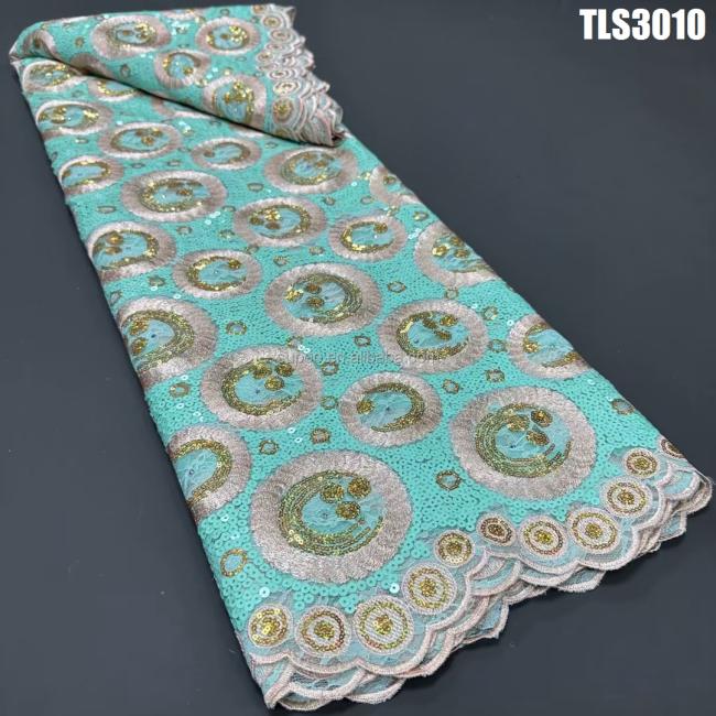 fashion fabrics High Quality Friendly lace with sequins fabric selling for african market ladies dress women dress