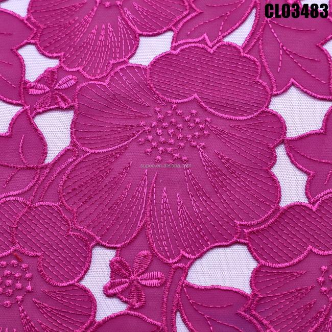 Supoo fashion wedding embroidery lace fabric African cord lace 5 yard one piece french laser chiffon embroidery lace designs