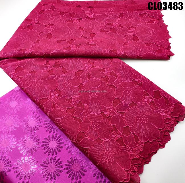 Supoo fashion wedding embroidery lace fabric African cord lace 5 yard one piece french laser chiffon embroidery lace designs