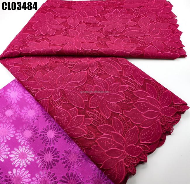 Supoo fashion wedding embroidery lace fabric African cord lace 5 yard one piece french laser chiffon embroidery lace designs