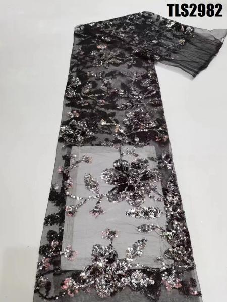 Quality Supoo Luxury Colorful Embroidery Sequin Mesh Lace Fabric Fashion Elegant Ladies for sale