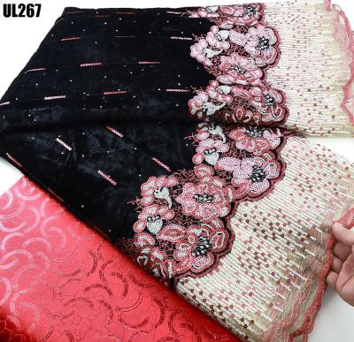 China 2023 Newest design velvet lace fabric top quality and beautiful color velvet lace for wedding for sale