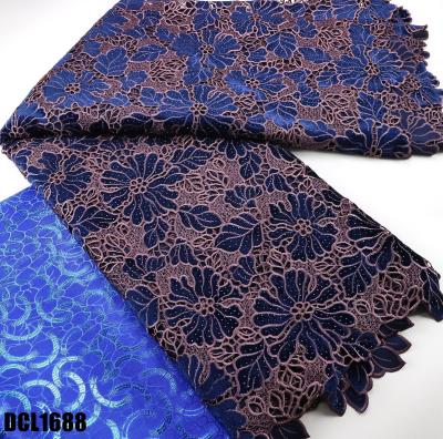 China 2023 high qualitynovel design golden supplier scallop lace fabric soft neat elegant korean velvet  Eco-friendly lace for garment for sale