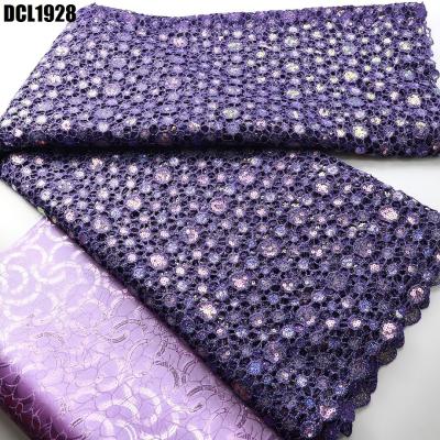 China High quality watersoluble embroidery fabric newest big cord lace aso ebi fabric elegant and comfortable  for women wedding dress for sale