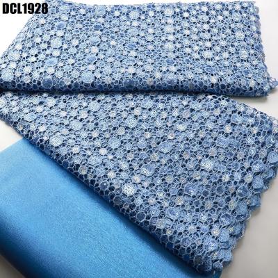 China High quality watersoluble embroidery fabric newest big cord lace aso ebi fabric elegant and comfortable  for women wedding dress for sale