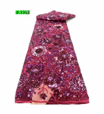 China african  embroidery fabric High Quality  Luxury Embroidery Sequined Fabric Cotton Embroidery Fabric For Wedding for sale